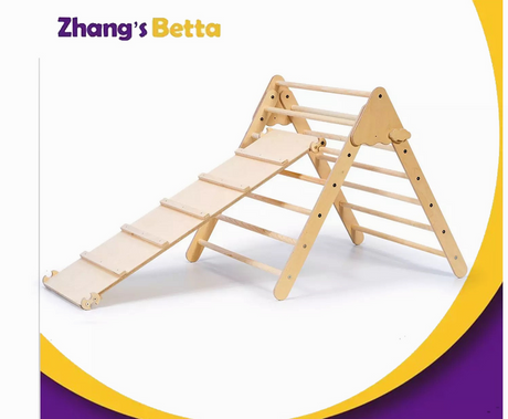 Baby educational triangle frame indoor wood climbing set kindergarten ...